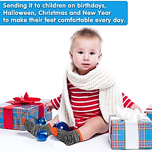 SPTRAMLE Boys Warm Socks, Kids Winter Crew Socks for Toddler Boys Girls(10-14 Years), 5 Pairs Thicken Thermal Half Cushion Mid Cut Socks