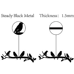 CREATCABIN Love Birds on a Branch Metal Wall Decor Tree Art Metal Bird Garden Wall Art Signs Black Hanging for Christmas Halloween Home Decoration Indoor Outdoor Garden Aesthetic Bedroom 12x4inch