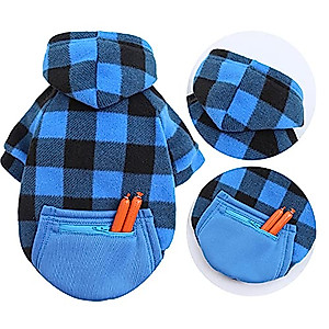 Female Dog Sweaters with Legs Pet Autumn and Winter Fleece Pocket Sweatshirt Lattice Zipper Cats and Dogs Hoodies Cute Warm Pet Clothes