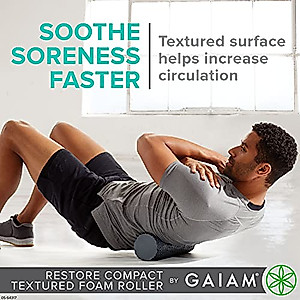 Gaiam Restore Compact Textured Foam Roller for Muscle Repair and Exercise – 12”L X 4" Diameter Massager Roller – Ideal for Improved Circulation and Easing Muscle Tension