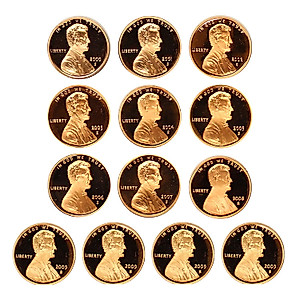 2000-2001 2002 2003 2004 2005 2006 2007 2008 2009 Lincoln Memorial Proof 13-Coin Set (Includes all 4 coins from 2009) Complete Decade All S Mintmarks Collection US Mint Gem Proof Deep Cameo DCAM
