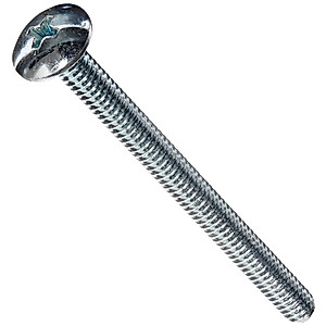 Small Parts 1040MPT Steel Truss Head Machine Screw, Zinc Plated Finish, Meets ASME B18.6.3, #2 Phillips, #10-24 Thread Size, 2 1/2" Length, Fully Threaded, Imported (Pack of 50)