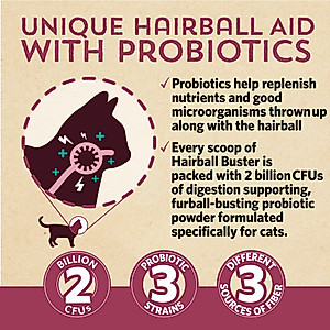 Fidobiotics - Meowbiotics Hairball Buster Powder for Cats with Probiotics 2 Billion CFU Smoked Fish Chowdah Flavor - 30 Serving(s)