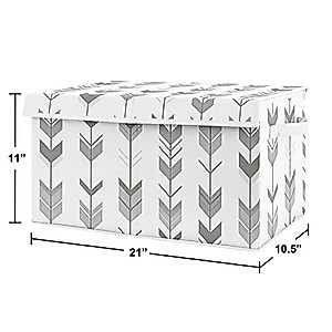 Sweet Jojo Designs Grey Woodland Arrow Boy or Girl Small Fabric Toy Bin Storage Box Chest For Baby Nursery or Kids Room - Gray and White Mod Modern