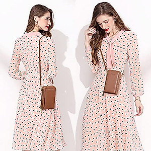 Cell Phone Crossbody Bag for Women Wallet Purse,PU Leather Touch Screen Mini Messenger Wallet with Credit Card Slots-Brown