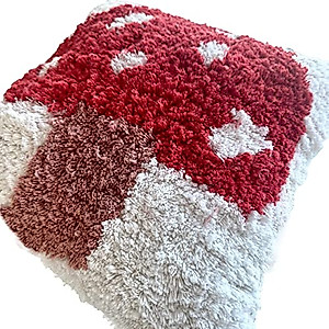 Boho Disco Mushroom Pillow - Tufted Cotton Pillow for Mushroom Decor, Mushroom Plush Pillow for Fun Pillow - Mushroom Throw Pillow, Mushroom Decor for Bedroom, Cool Throw Pillow 10x10 inches