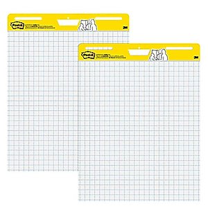 Post-it Super Sticky Easel Pad, 25 x 30 Inches, 30 Sheets/Pad, 2 Pads (560), Large White Grid Premium Self Stick Flip Chart Paper, Super Sticking Power