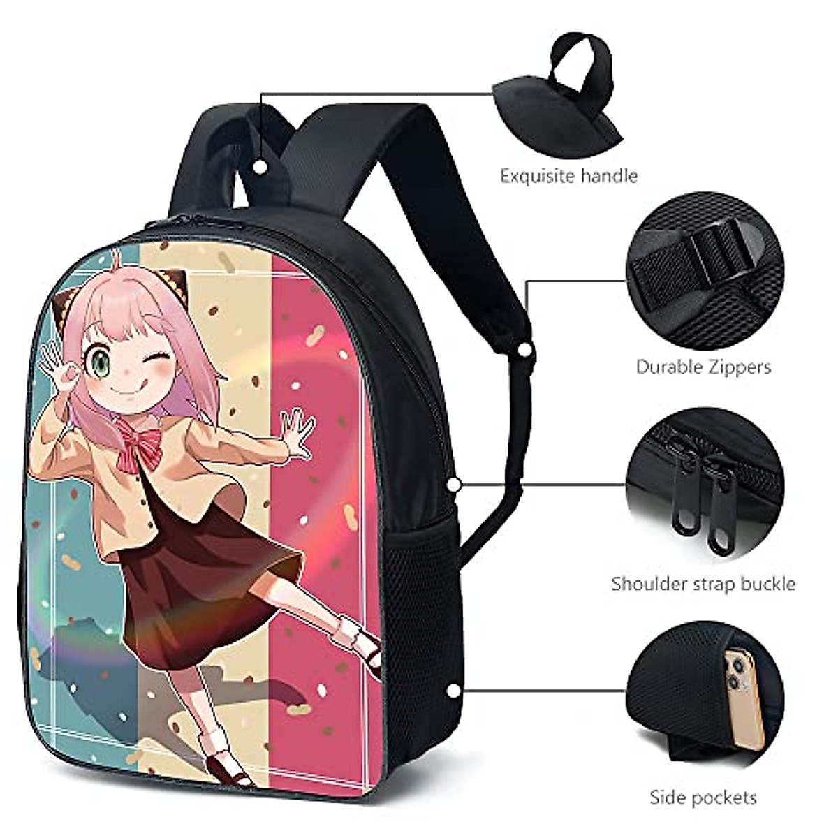 XeUiao Spy Anya Forger Backpack Large Daypack Latop Anya Yor Loid Forger Bookbag Backpacks 3Pcs