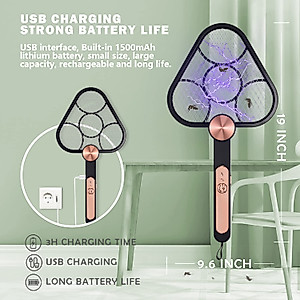 Electric Fly Swatter Racket, 4 in 1 Multifunctional Foldable Wall Mounted Electric Fly Swatter, USB Rechargeable Mosquito Zapper with 3-Layer Safety Mesh, Bug Zapper (1PC)