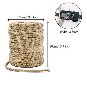 Tenn Well Jute Twine, 200Feet 3.5mm Braided Jute Rope, Natural Twine String for Crafts, Gift Wrapping, Gardening, Macrame Projects