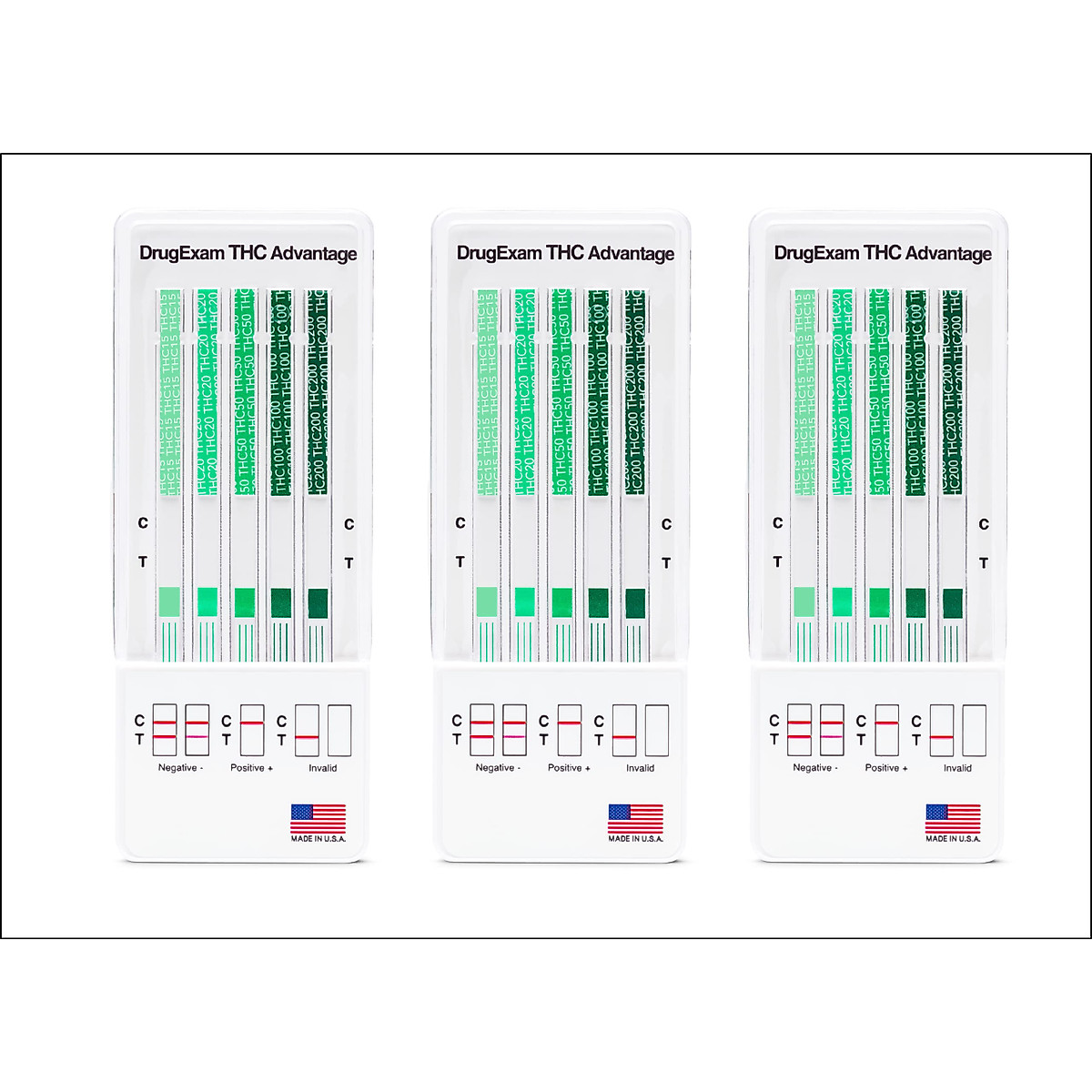 3 Pack - DrugExam THC Advantage Made in USA Multi Level Marijuana Home Urine Test Kit.Highly Sensitive THC 5 Level Drug Test Kit. Detects at 15 ng/mL, 20 ng/mL, 50 ng/mL, 100 ng/mL and 200 ng/mL (3)