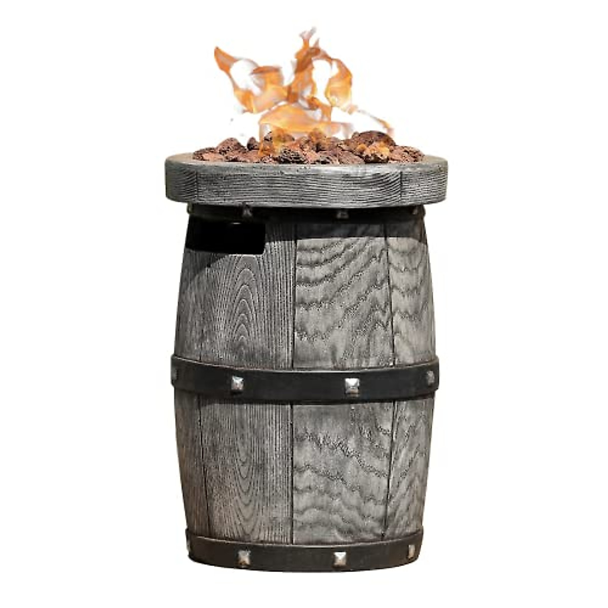 10 inch Portable Tabletop Fire Pit, Propane Concrete 10,000 BTU Tabletop Gas Firebowl, w/Lava Rocks, CSA Certification(Round)