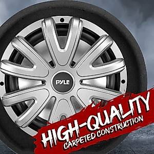 Pyle 12-Inch Carpeted Subwoofer Tube Speaker - 500 Watt High Powered Car Audio Sound Component Speaker Enclosure System with 2” Aluminum Voice Coil, 4 Ohm, Rear Vented Design - PLTB121