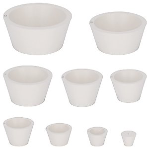db11 FunChem Filter Adapter Cones, 9 Pack White Wear-Resisting Tapered Collar Rubber Stopper Buchner Funnel Flask Cones Set, Smooth Surface