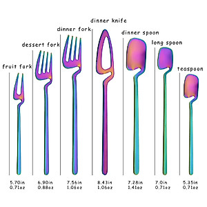 Uniturcky 28pcs Flatware Cutlery Set for 4, Matte Rainbow Silverware Set with Long Handle Spoon/Teaspoon/Fruit Fork, Tableware Eating Utensils Set, Satin Finish & Dishwasher Safe