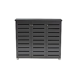 Baxton Studio Adalwin Modern and Contemporary Dark Gray 3-Door Wooden Entryway Shoe Storage Cabinet
