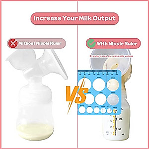 Nipple Rulers for Flange Sizing 4PCS, Breast Pump Shield Nipple Measurement Tool for Flanges with 2 Soft Rulers, Circle Templates Ruler for New Mothers, Silicone, Double Side Print, 100% BPA Free