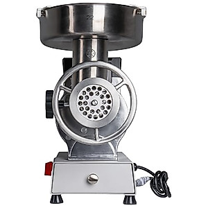 MEAT! 1 HP Meat Grinder with 3 Stuffing Tubes, 2 Stainless Steel Grinding Plates, and a Stainless Steel Stuffing Plate for Making Ground Meat