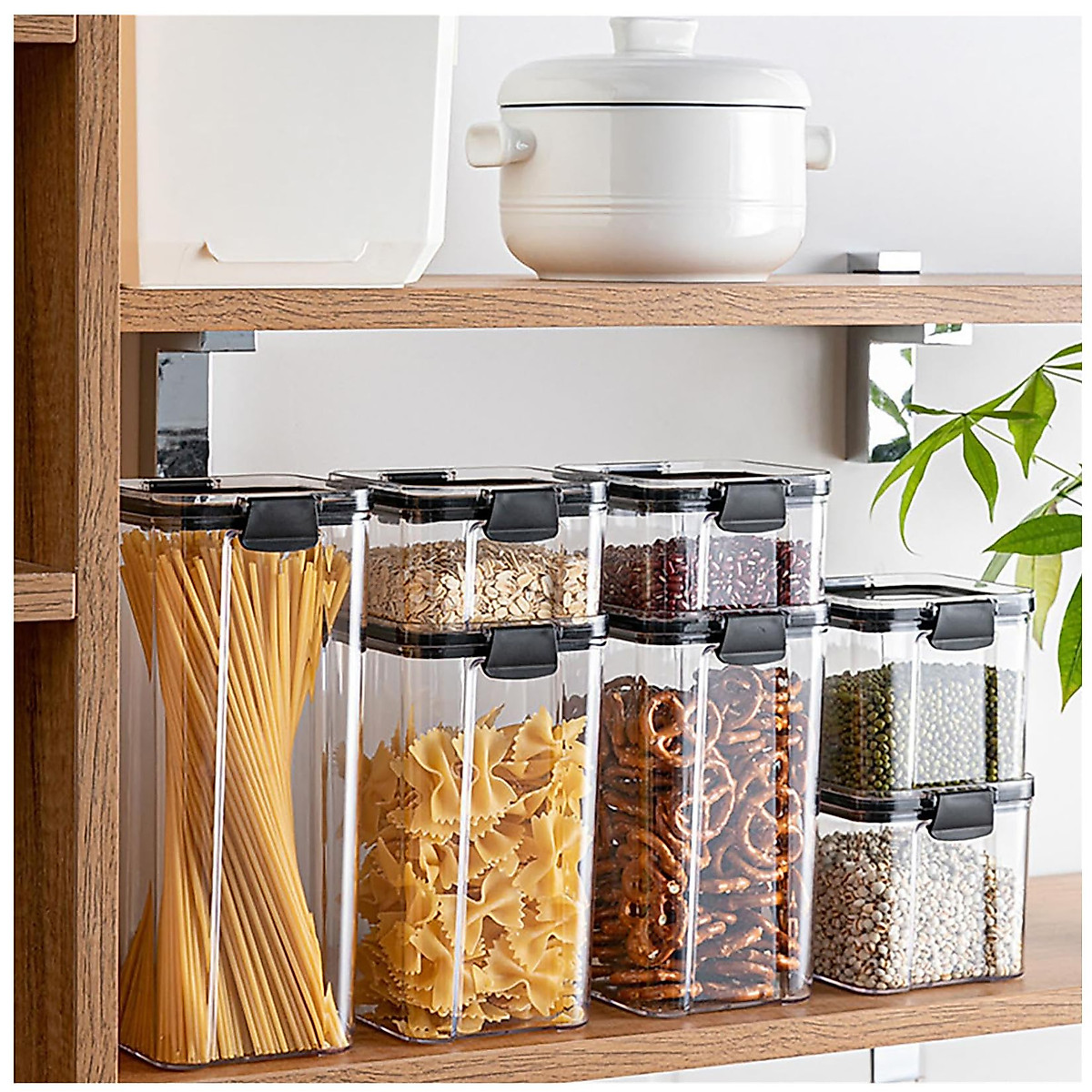 Generic Airtight Food Storage Container with Lid Plastic Kitchen Pantry Organizers and Storage Container for Cereal Flour Sugar Dry Food (small), clear