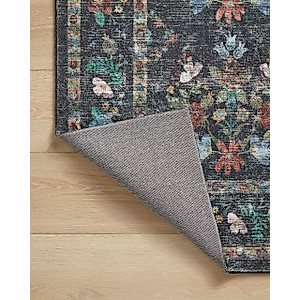 Loloi Rifle Paper Co. x Courtyard Charcoal 2'-3" x 3'-9" Oval Accent Rug