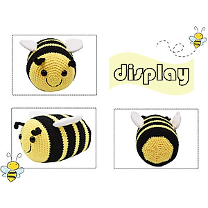 BABOLI Handmade Emotional Support Bee Stuffed Animal Crochet Fuzzy Bumblebee with Smile Face and White Wings Knit Soft Yarn Plush Bee Toy Pretty Sweet Gifts for Kids or Stuff Collection 6 Inch