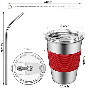 Stainless Steel Kids Cups, 6 Pack 12oz Spill Proof Kids Tumbler with Lid and Straw, Unbreakable Baby Water Drinking Glasses, Reusable BPA-Free Metal Smoothie Sippy Mug for Toddler Child Adult Outdoor