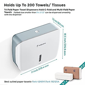 modunful Paper Towel Dispenser Wall Mount, Multi-Fold Commercial Paper Towel Dispenser for Bathroom, Office, Kitchen, Restaurant, No Hole Installation