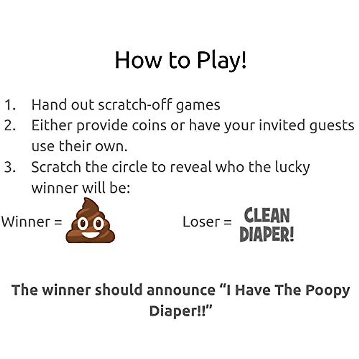 Whats In My Diaper Baby Shower Scratch Off Game | African American | 24 Cards - 1 Winner | Baby Shower Games | Baby Shower Prizes | Door Prizes | Diaper Party | Dirty Diaper Game