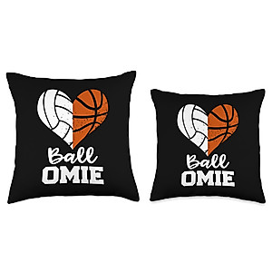 Volleyball Basketball Omie Aug Ball Heart Funny Volleyball Basketball Omie Throw Pillow, 16x16, Multicolor