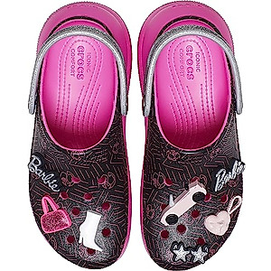 Crocs Unisex Barbie Classic Crush Clogs | Platform Shoes, Black, 5 US Men