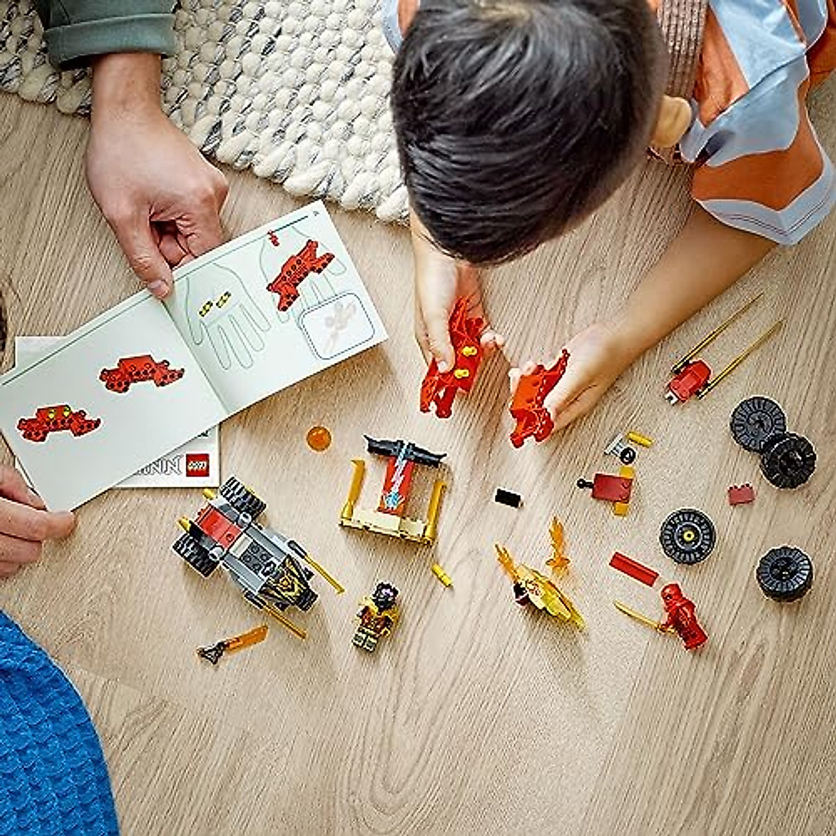 LEGO NINJAGO Kai and Ras’ Car and Bike Battle 71789 Beginner Building Toy Set, Features a Ninja Car Toy and Bike Plus 2 Minifigures, Birthday Gift for Toddlers and Kids Who are Little Ninja Fans