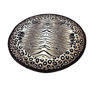 Americana Tiger & Leopard Zebra Animal Skin Round Area Rug Print Design 130 (4 feet X 4 feet Round)