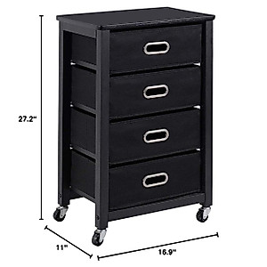 Giantex Rolling File Cabinet Heavy Duty Mobile Storage Filing Cabinet w/ 4 Drawers Black