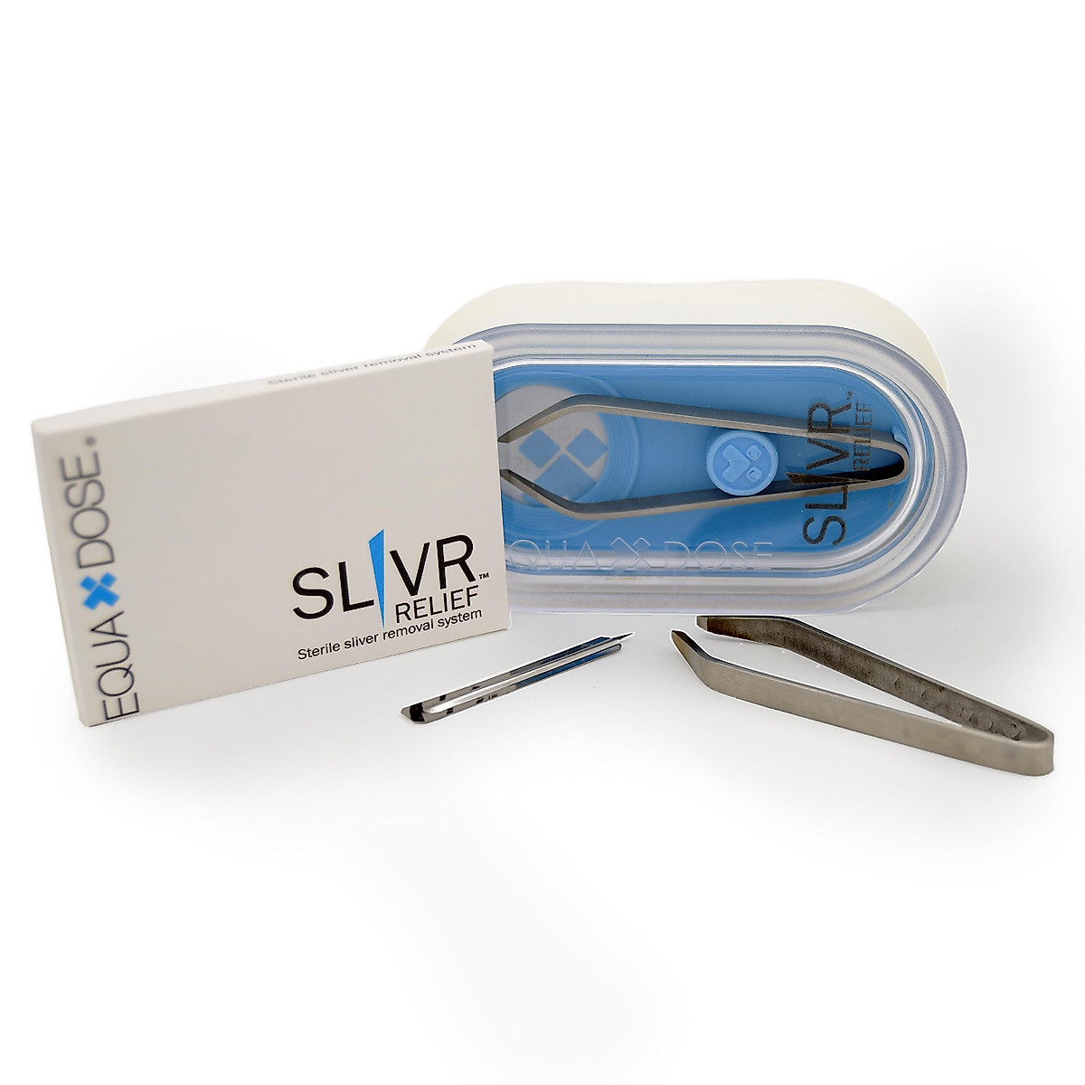 The Sliver Removal System for Slivr Relief. Includes 15 Clean Sliver removers, Precision Tweezers, and a Waterproof Container. Perfect for First Aid Kits