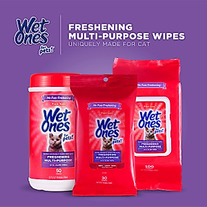 Wet Ones for Pets Freshening Multipurpose Wipes for Cats with Aloe Vera, 50 Count- 3 Pack | Easy to Use Cat Cleaning Wipes, Freshening Cat Grooming Wipes for Pet Grooming in Fresh Scent (FF12853PCS3)