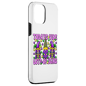iPhone 13 Pro Max Funny Carnival Gnomes Bling Quote For Women White Mardi Gras Case