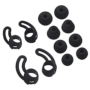 ALXCD Replacement Eartips & Wingtips Compatible with Beats Flex BeatsX, S/M/L & Double Flange 4 Pair Eartips & S/L 2 Pair Wingtips, Fit for BeatsFlex Earbuds, 4+2, Black