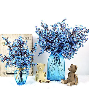 6Pcs Baby Breath Flowers Faux Artificial Gypsophila Bouquet Fake Silk Flower Real Touch Flower for Wedding Party Decoration Bouquets Real Touch DIY Home Garden (Blue)