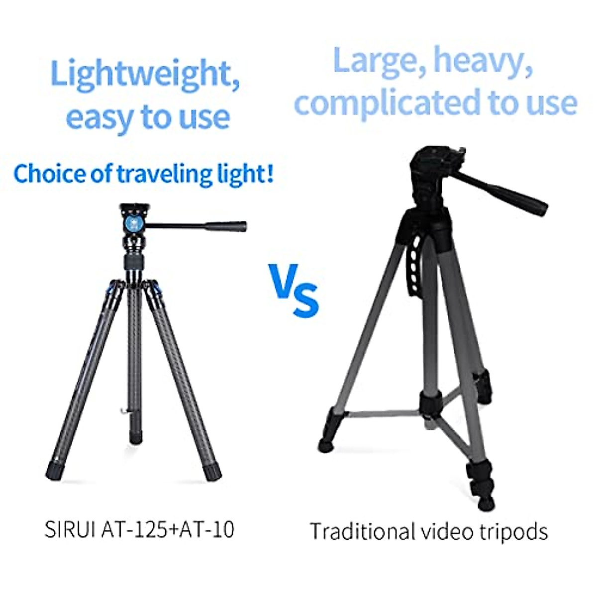 SIRUI Carbon Fiber Tripod Lightweight 2lbs with Panoramic Video Head, 59.8” Compact Camera Tripod Quick Release Leg Setup, Reversible Center Column, Reverse Folding Legs, Max Load 11lbs - Traveler X