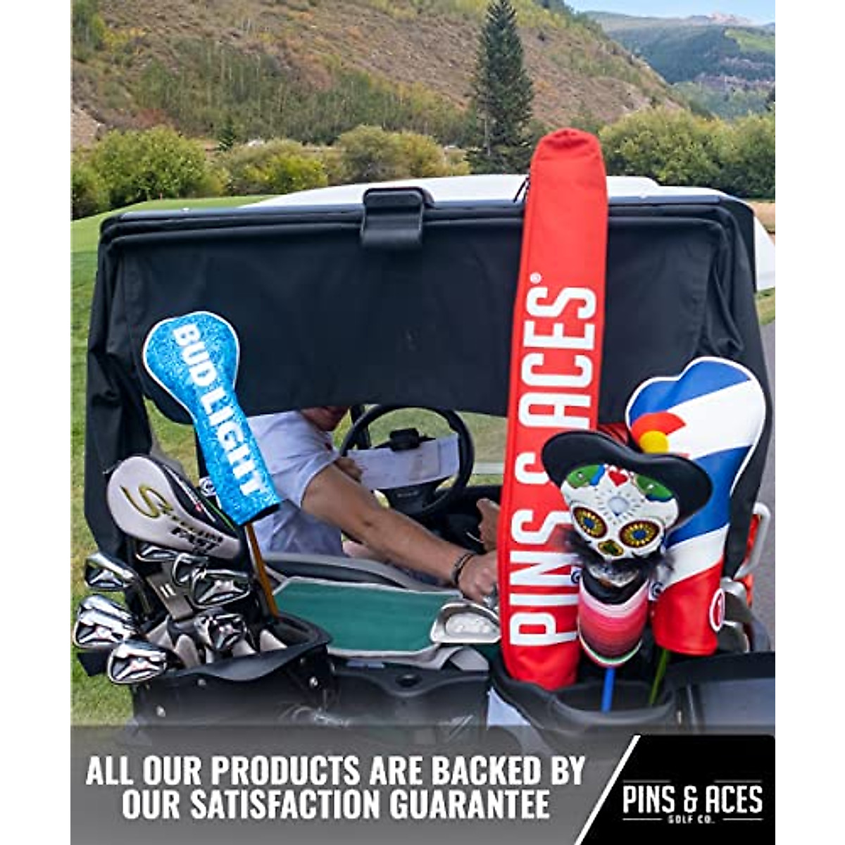 Pins & Aces Beer Sleeve 7-Can Insulated Cooler Sleeve - Stores Up to 7 Cans Discreetly in Your Golf Bag - Keeps Canned Beverages Cold While On The Golf Course - Fits in Most Golf Bags Styles & Types