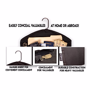 Hanger Diversion Safe by Stash-it, Hidden Pocket Safe, Fits Under Hanging Clothes with Pocket to Hide Valuables for Home or Travel
