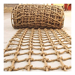 Hynet Hemp Grid Safety Net, Indoor Ceiling Decorative Net Kids Climbing Net Children Swing Rope Netting Stair Anti Falling Net Pets Cargo Trailer Hammock (Size : 1 * 2m(3 * 7ft))