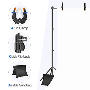 EMART Backdrop Stand 10x8.5ft(WxH) Photo Studio Adjustable Background Stand Support Kit with 2 Crossbars, 6 Backdrop Clamps, 2 Sandbags and Carrying Bag for Parties Events Decoration