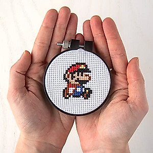 Dimensions 72-75184 Arts and Crafts Super Mario Bros Counted Cross Stitch Kit for Beginners, 11 Count White Aida, 3''D