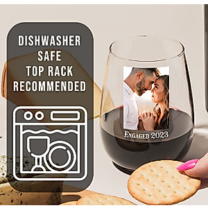 Personalized Wine Glass - Mother's Day Printed 17oz Stemless, Picture Photo Wine Gifts for Mom, Wife, Her - Unique Birthday Custom Wine Glass Personalized Wine Tumbler for Women Celebration Gifts