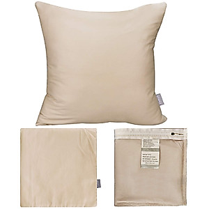 4-Pack 100% Cotton Comfortable Solid Decorative Throw Pillow Case,Thmyo Square Cushion Cover Pillowcase Sublimation Blank Pillow Covers DIY Throw Pillowcase for Sofa Bedroom(24x24 inch/ 60x60cm,Khaki)