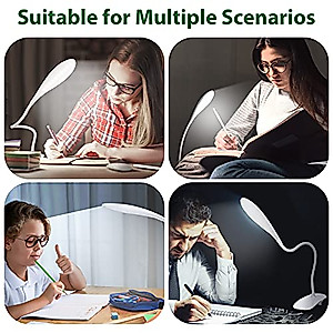 DWEPTU LED Desk Lamp Eye-Caring Clamp Light Clamp Lamps Reading Lights with USB Port, 360°Flexible Gooseneck Bed Night Light (Include AC Power Plug)