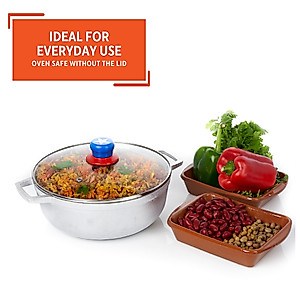 IMUSA USA LIMITED EDITION Puerto Rico"Boricua" themed Caldero 3.7Qt with Glass Lid & Unique Knob,Silver,GAU-80139