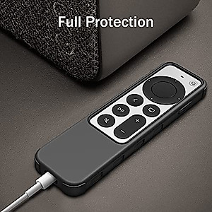 Fintie Protective Case for Apple TV Siri Remote 2021 2022 - Lightweight Anti Slip Shockproof Silicone Cover for Apple TV 4K / HD Siri Remote Controller (2nd Gen / 3rd Gen), Black