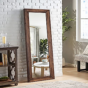 NicBex 64 x 21 Inch Full Lenth Mirror with Wooden Stand, Free Standing Floor Mirror, Wall Mounted Mirror, Rustic and Farmhouse Mirror for Bedroom, Dressing Room, Living Room, Maple (with Stand), 64x21